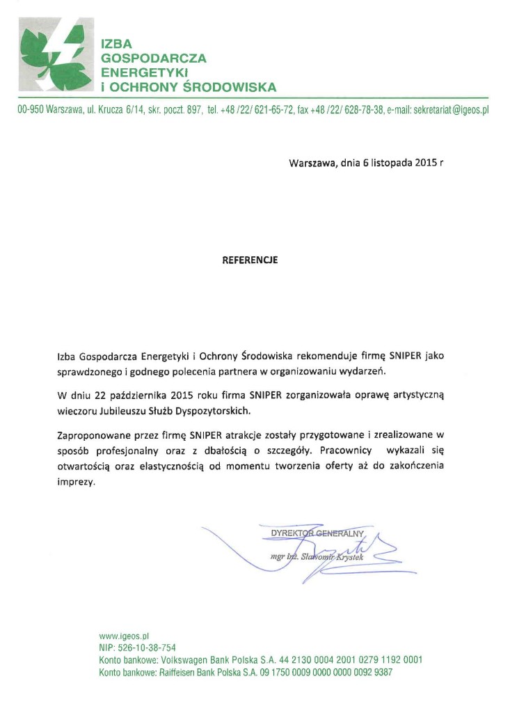 SNIPER referencje - Imprezy integracyjne, firmowe, impreza integracyjna - sniper.pl